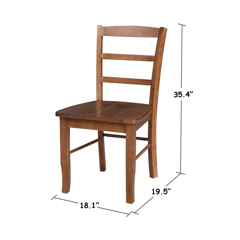 IC International Concepts International Concepts Set of 2 Madrid Ladderback Chairs, Distressed Oak