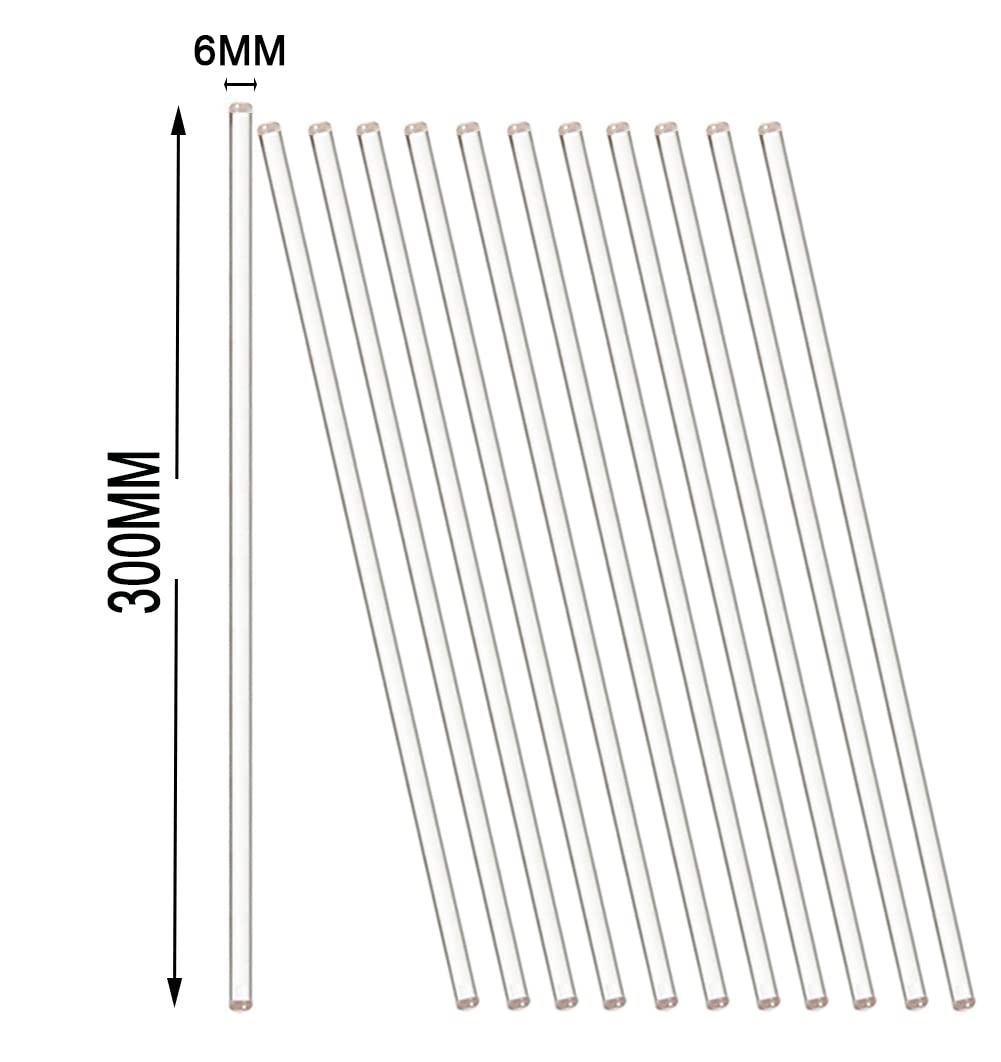 8 Pack Glass Stir Sticks 6mm Lab Stirring Rod 12 inch Length with Both Ends Round for Science, Lab, Kitchen, Science Education