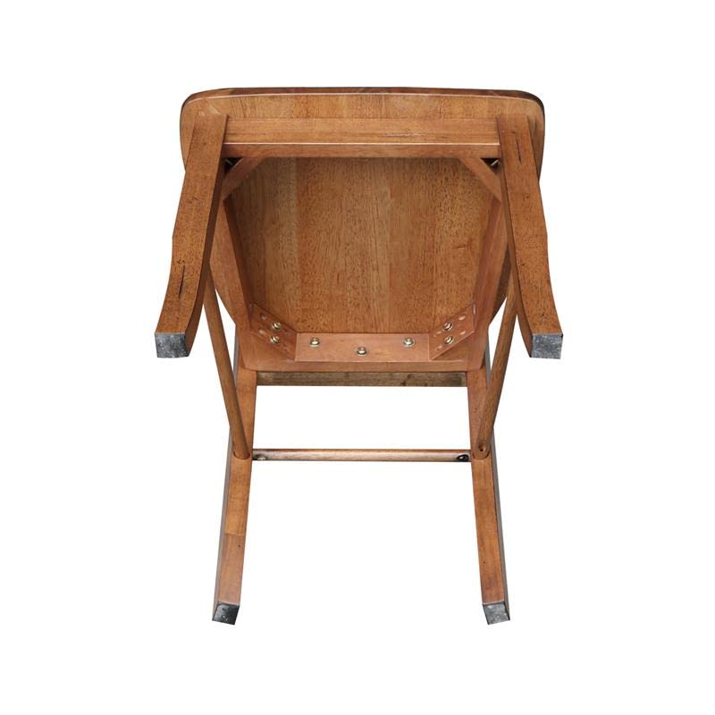 IC International Concepts International Concepts Set of 2 Madrid Ladderback Chairs, Distressed Oak