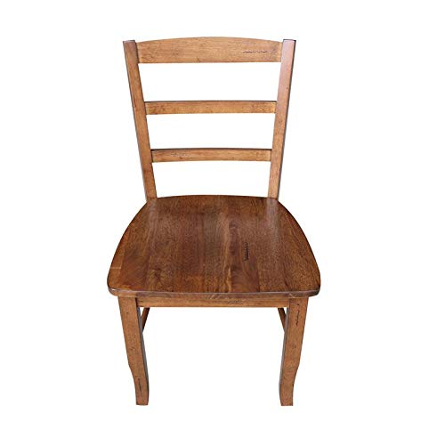IC International Concepts International Concepts Set of 2 Madrid Ladderback Chairs, Distressed Oak