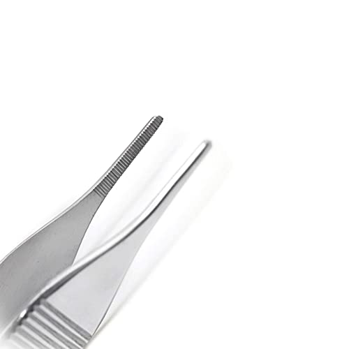 MEDSPO Professional Tweezers | Orthodontic Surgical Medical | Dental Bracket Placing | Cotton Dressing Tissue Forceps | Direct Bonding Serrated Suture Plier CE (Adson Tweezers -12cm)