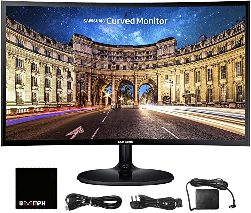 Samsung CF390 27" Curved Monitor â LCD FHD, 16:9, 1920x1080, HDMI, VGA, VESA, Eye Saver & Flicker-Free Tech â Boomph's Comprehensive Ultimate Performance Cloth Solution for Your Workspace