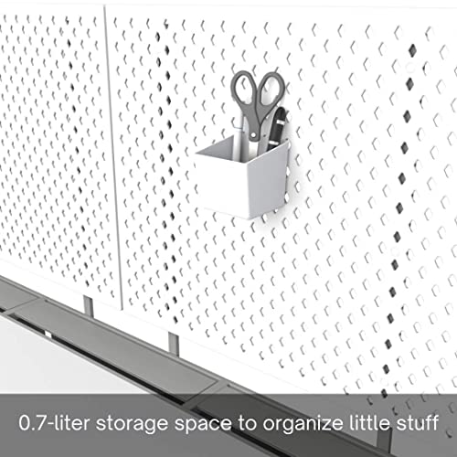 DEZCTOP D-Board Container for Bifrost Desk Series, 4-Inch Cubicle Bin for PegBoard Organizer Accessory, Functional Container for Computer Desk Home Office Table Storage (White)