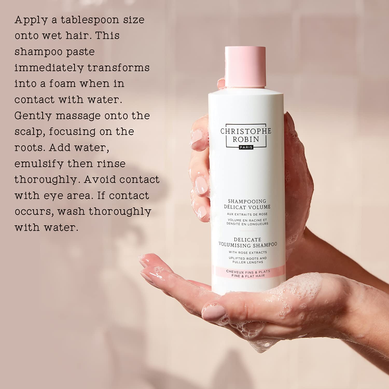 Christophe Robin Delicate Volumizing Shampoo With Rose Extracts for Thin, Fine, and Flat Hair 8.4 fl. oz