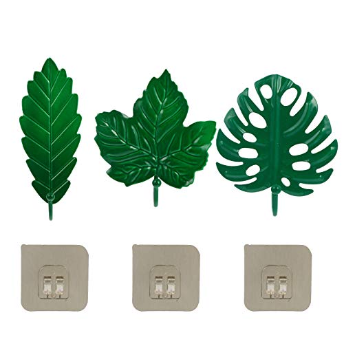 Cabilock 3pcs Leaf Shaped Wall Hooks Decorative Iron Towel Hooks Wall Hanging Coat Key Hooks Clothes Hangers Home Decoration (Green)
