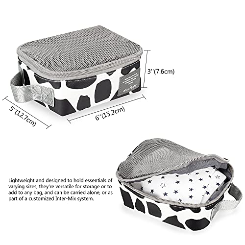 Baby Diaper Caddy Bag - 5pcs Set Diaper Stroller Bag Organizing Pouches Baby Basket Diaper Storage Caddy With Insulation bag (Black&White)