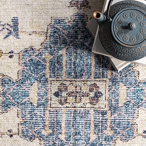 nuLOOM Eleanor Machine Washable Distressed Medallion Area Rug, 5' x 8', Multi