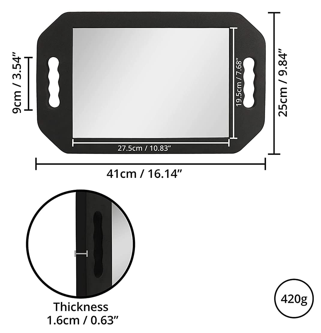 HREW Handle Mirror β Large Hand Mirror with Double Handle - Rectangular Hand Held Mirror with Handle - Lightweight Hair Salon Equipment Hairstylist and Barber Accessories (1Pcs Rectangle)