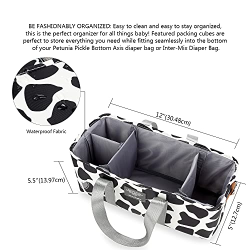 Baby Diaper Caddy Bag - 5pcs Set Diaper Stroller Bag Organizing Pouches Baby Basket Diaper Storage Caddy With Insulation bag (Black&White)