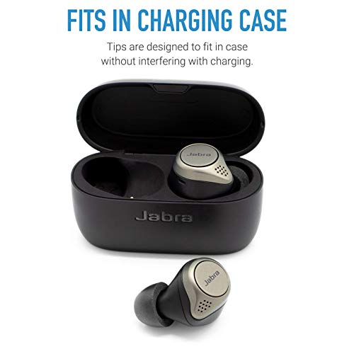 COMPLY TrueGrip Memory Foam Replacement Earbud Tips for Jabra 65T & 75T Earphone Devices - Comfortable and Secure Fit, Black (Medium, 3 Pairs)