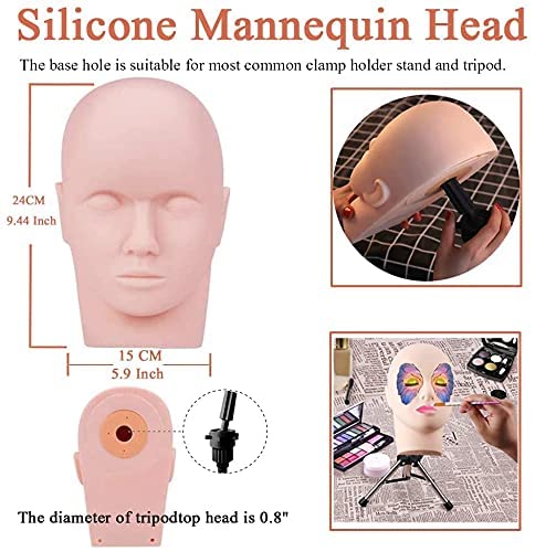 Eyelash Extension Kit, Lymzie Lash Extension Practice Kit with Mannequin Head Professional Eyelash Grafting Training Tools Set for Beginners Include Glue Tweezers