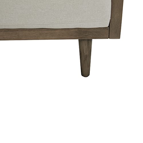 Amazon Brand β Stone & Beam Coast Wood-Trimmed Contemporary Living Room Accent Chair with Armrest Pillows, 40"W, Chalk