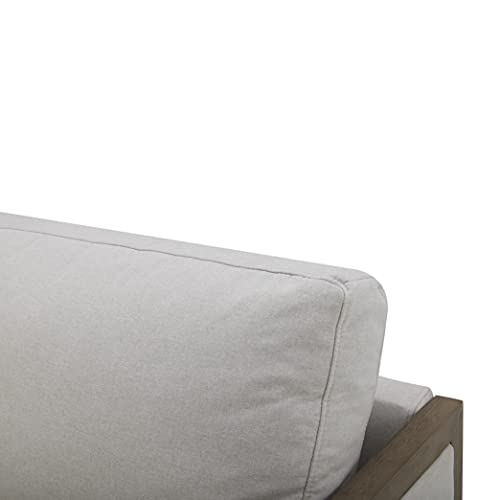 Amazon Brand β Stone & Beam Coast Wood-Trimmed Contemporary Living Room Accent Chair with Armrest Pillows, 40"W, Chalk