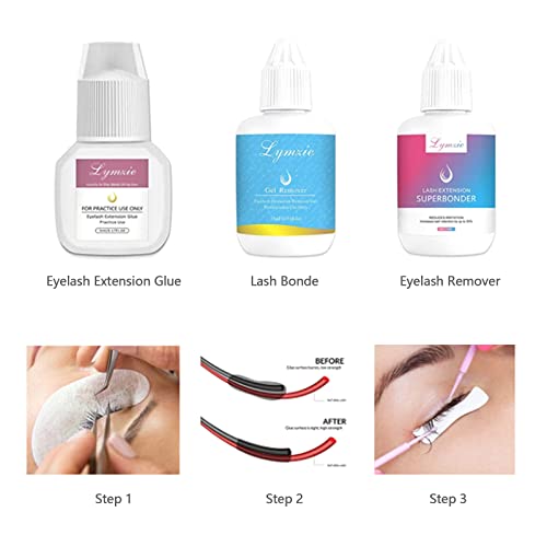 Eyelash Extension Kit, Lymzie Lash Extension Practice Kit with Mannequin Head Professional Eyelash Grafting Training Tools Set for Beginners Include Glue Tweezers