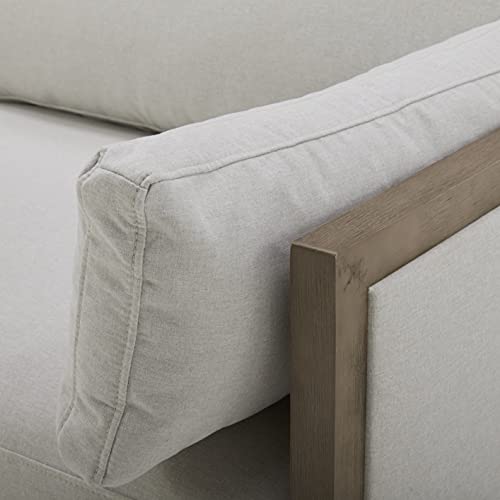 Amazon Brand β Stone & Beam Coast Wood-Trimmed Contemporary Living Room Accent Chair with Armrest Pillows, 40"W, Chalk