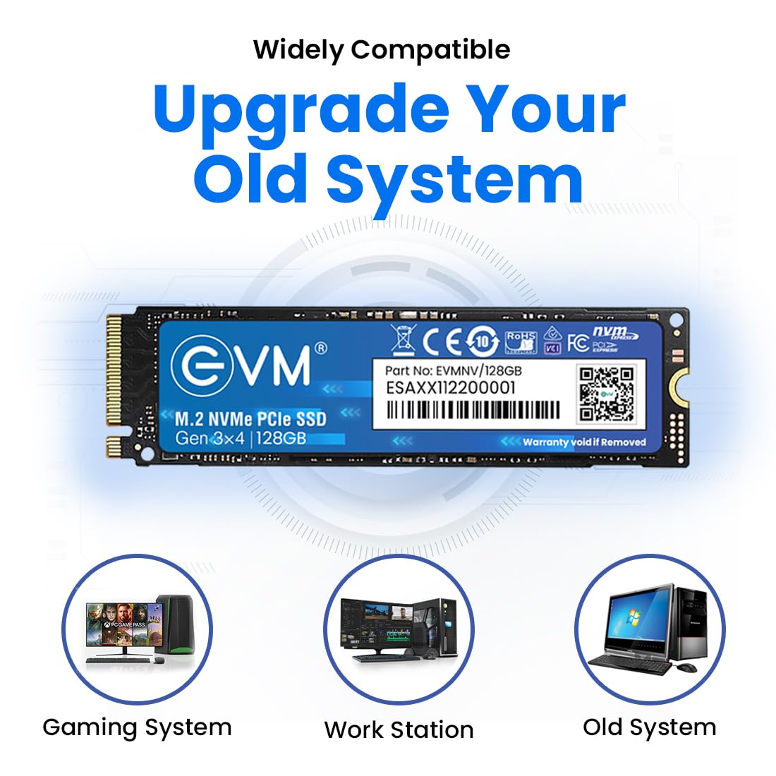 EVM Internal SSD Interface PCle Gen 3x4 Fast Performance, Ultra Low Power Consumption NVME PCIe SSD (EVMNV/128GB, Black, 128GB)