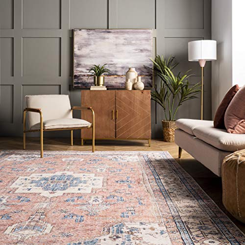 nuLOOM Eleanor Machine Washable Distressed Medallion Area Rug, 5' x 8', Multi