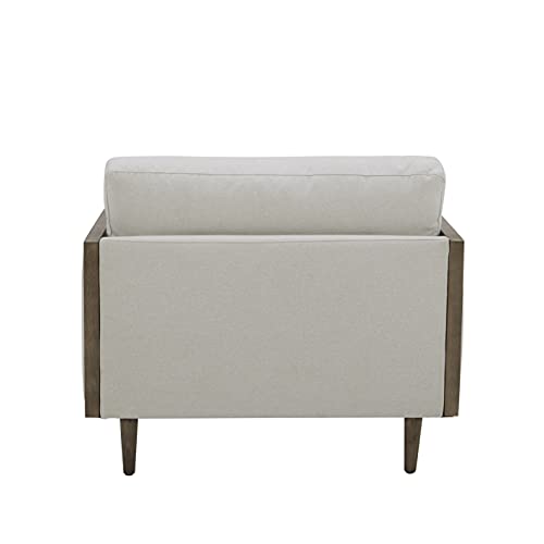 Amazon Brand β Stone & Beam Coast Wood-Trimmed Contemporary Living Room Accent Chair with Armrest Pillows, 40"W, Chalk