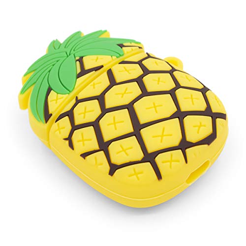 YONOCOSTA Cute Airpods Case, Airpods 2 Case, Pineapple Cool Funny 3D Fruit Shaped Full Protection Shockproof Soft Silicone Charging Case Cover Skin with Keychain for Airpods 1&2