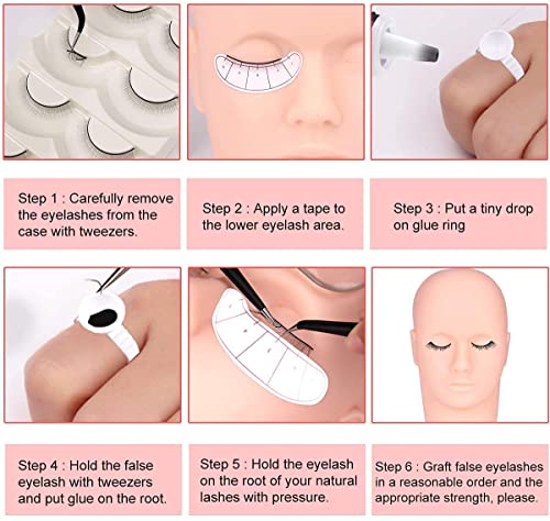 Eyelash Extension Kit, Lymzie Lash Extension Practice Kit with Mannequin Head Professional Eyelash Grafting Training Tools Set for Beginners Include Glue Tweezers