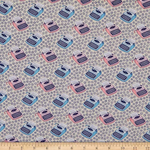 Literary Typewriters Cream, Fabric by The Yard