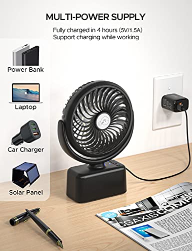 Battery Operated Stroller Fan with Flexible Tripod Clip On, 3 Speeds and 270°Auto Oscillating, Portable Personal Handheld Fan for Car Seat Crib Bike Treadmill……