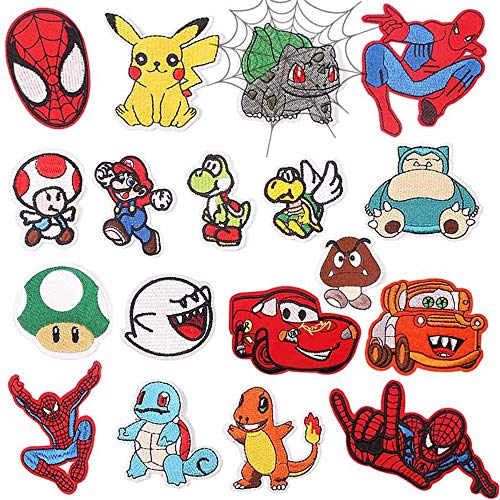 Decorative Patches, 18Pcs Sew On or Iron On Patches Applique for Clothing Jeans Jackets Pants Dress Shoes Hats Handbags Backpacks, Assorted Size Decorative DIY Patches