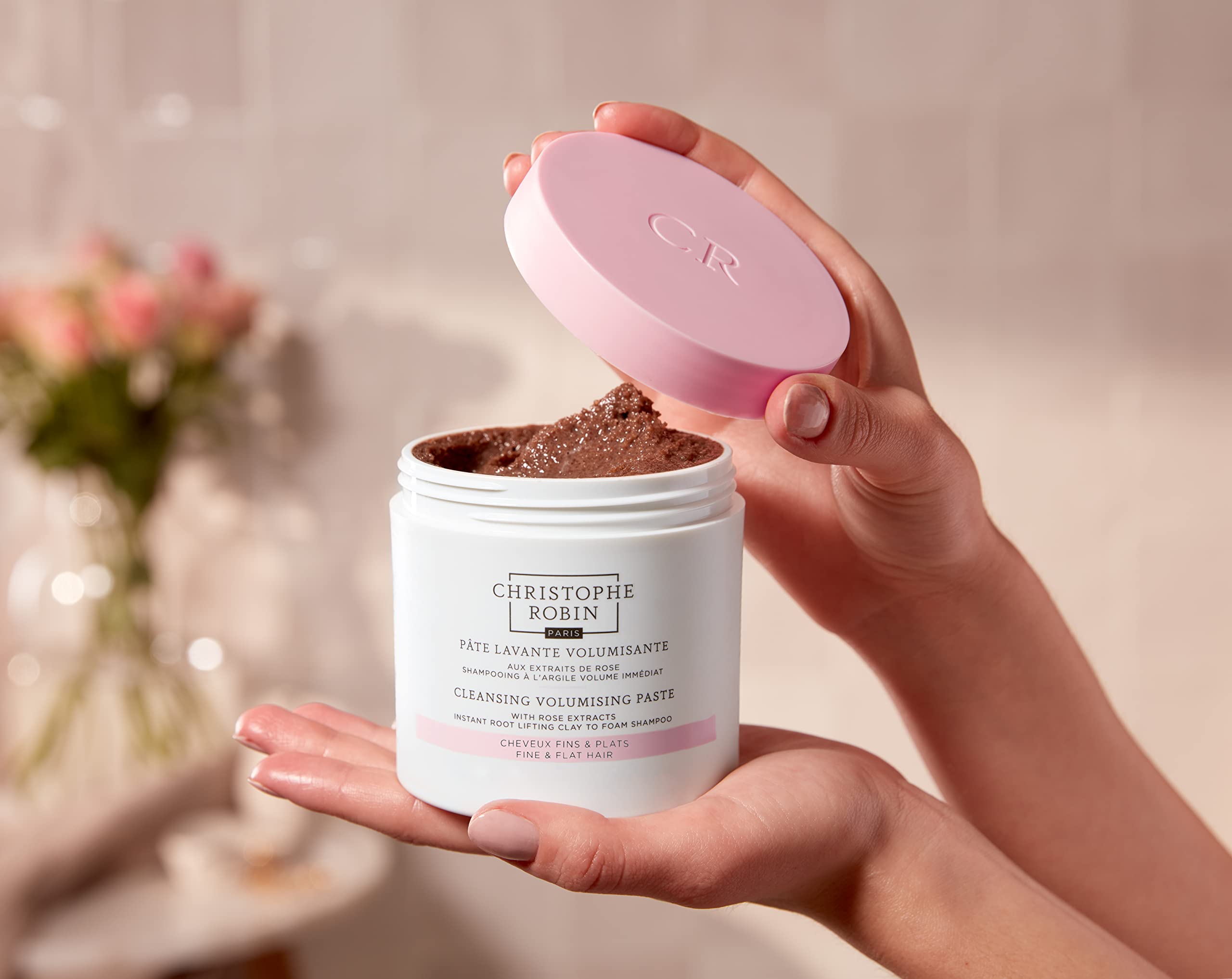Christophe Robin Cleansing Volumizing Paste Shampoo with Rassoul Clay Rose Extracts Unisex Paste for Fine, Thin, and Flat Hair Color Safe 8.4 fl. oz