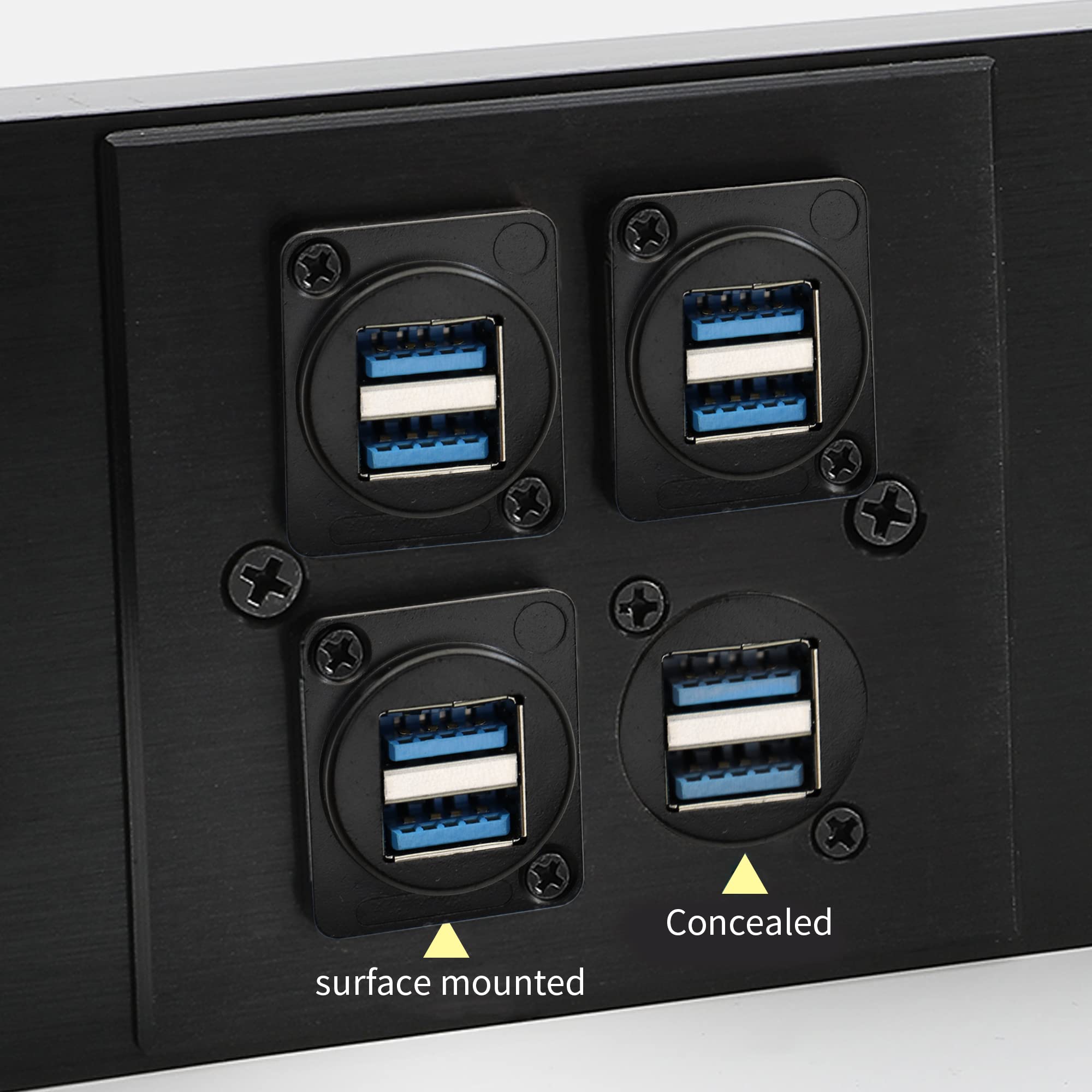 QIANRENON USB 3.0 Socket Dual USB Panel Mount Solderless Connector, USB 3.0 Female to Female Coupler Socket USB Panel Mount Pass Through Adapte for Audio, Video and Optoelectronic Networker