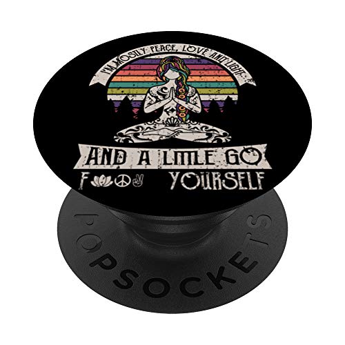 I'm Mostly Peace Love And Light Yoga Tattooed PopSockets Swappable PopGrip