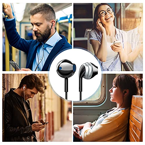 Wired Earbuds with Microphone, Noise Isolating in-Ear Headphones, Earphone Fits 3.5mm Interface for iPad,Mp3/Mp4, Apple iPhone, Android Smartphones (Black)
