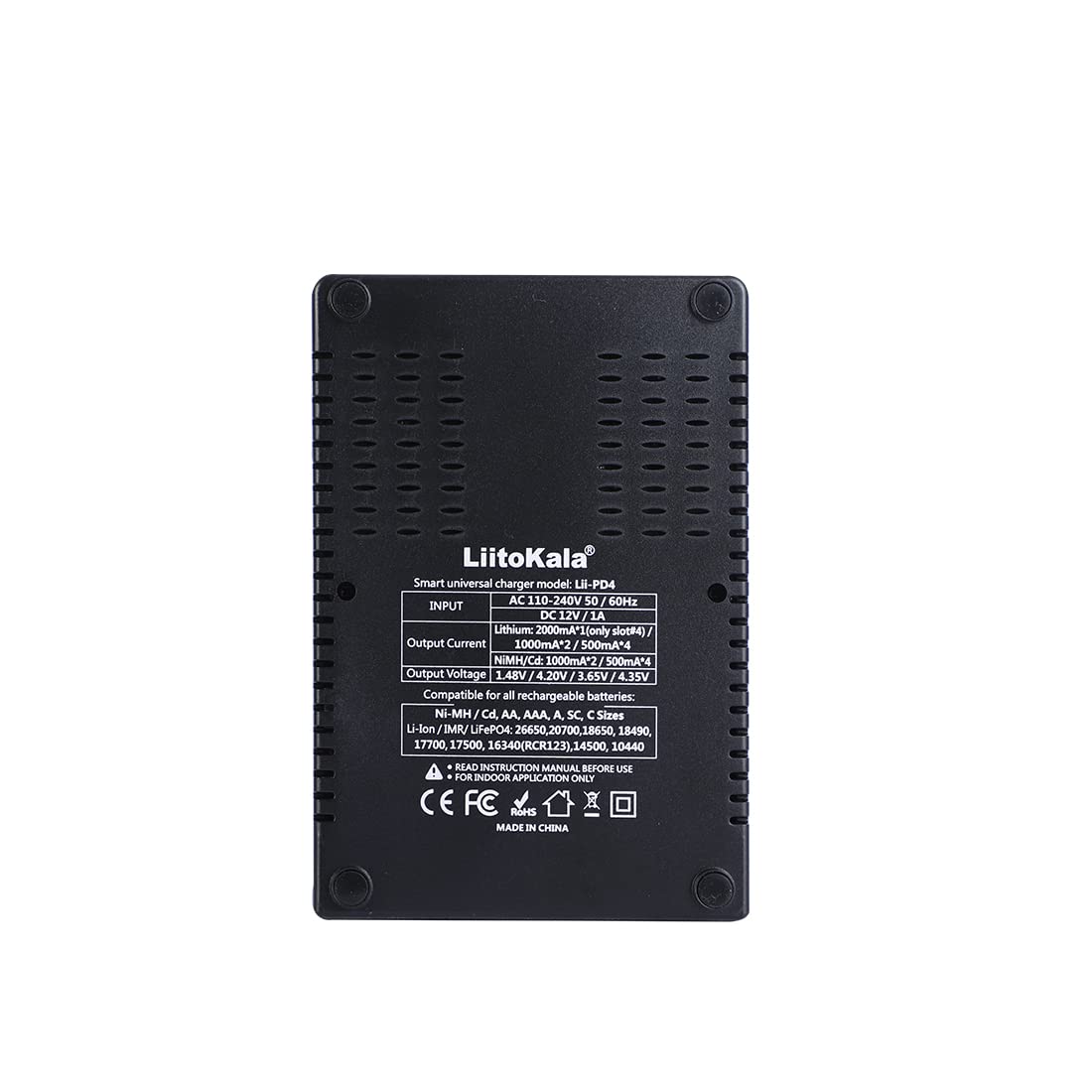 4 Bay Smart 18650 Charger with LCD Digital Display Universal Battery Charger for: 26650 20700 18650 18350 17670 17500 16340(RCR123) 14500 AA AAA SC C Batteries