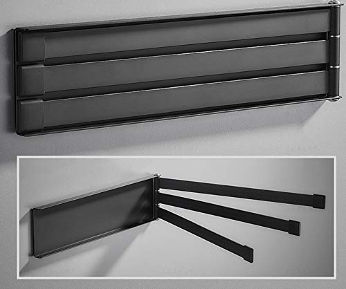 Wall Mounted Towel Bar Swivel with 3-Arm Swing Towel Holder for Bathroom Kitchen Storage (Black)