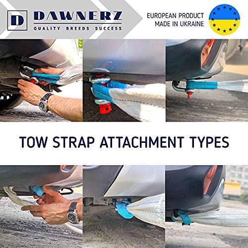 Tow Strap Heavy Duty 20 ft 46000 lbs - Dawnerz Towing Rope 6 m 22 Tons with Triple Reinforced Loops