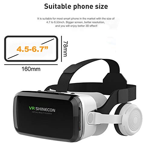 VR SHINECON 3D HD Virtual Reality Headset for Movies and Games VR Glasses Goggles 2K Anti-Blue Lenses, Adjustable Pupil & Object Distance for Phones 4.7-6.7"[2021 Newest]