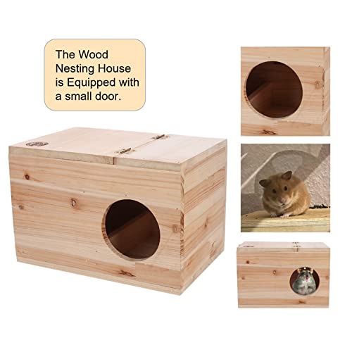 SALUTUYA Wood Nesting House, Squirrel Nesting Box Squirrel House Wear Resistant Mating Breeding Box Nesting for Chinchilla Squirrel Hamster