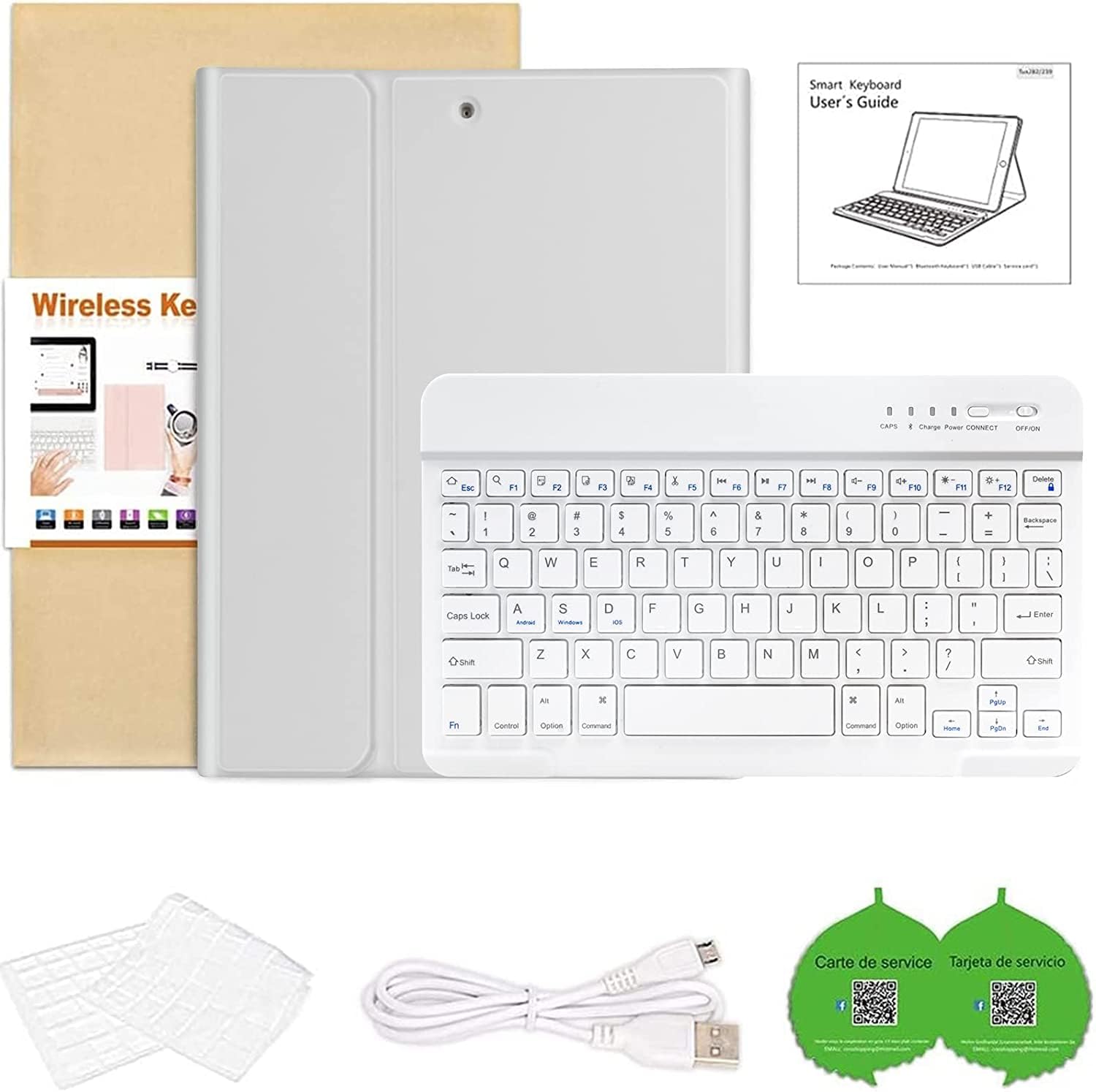 BAIBAO Keyboard Case for iPad 9th Generation 2021 10.2 inch/iPad Pro 10.5 inch, Detachable Wireless with Pencil Holder Keyboard for New iPad 9th/8th/7th Generation/iPad Air 3 (Gray)