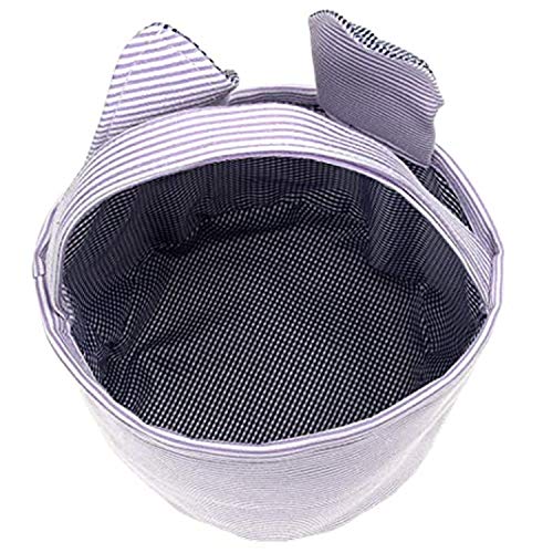 Easter Basket Seersucker Egg Hunt Bunny Baskets for Kids Children,Easter Egg Hunt Bucket Bunny Ear Egg Hunting Candy Carry Basket Party Gifts (Purple)