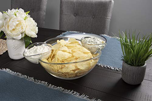 Summer at the Shore Double Dip Bowl, Perfect for Chips or Vegetables, Party Planning Accessory, Space-Saving Trendy Design, Clear Chips and Dip Server One Size