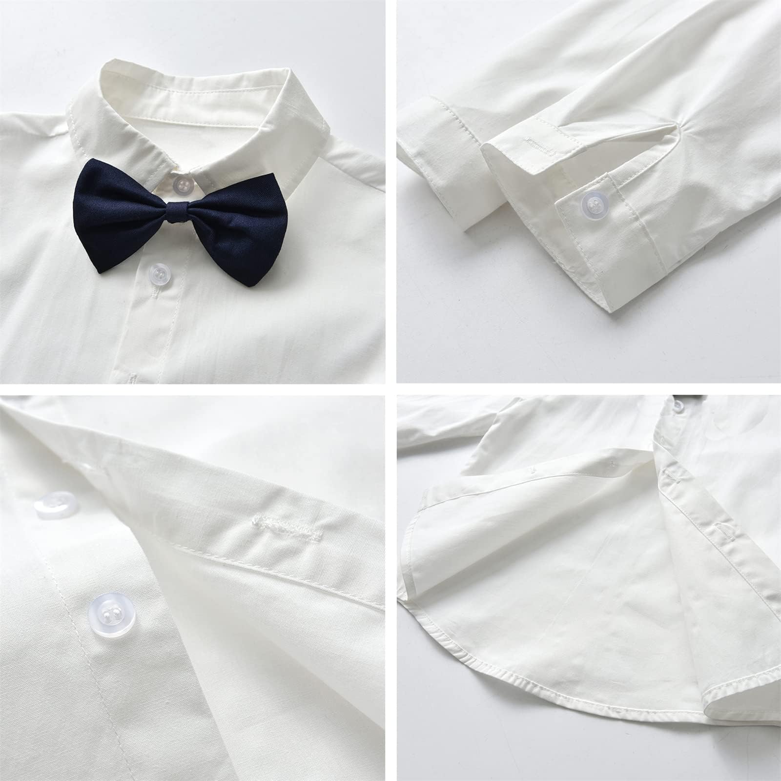 SANGTREE Boys Tuxedo Outfits Suits, Button-Up Formal White Bow Tie Shirt + Vest + Suspender Pants Wedding Party Clothes Set, Grey Claws, 12-18 Months = Tag 80