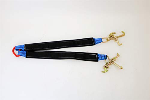 3"x36" V-Bridle Strap with RTJ Frame Cluster Hooks for Towing Blue