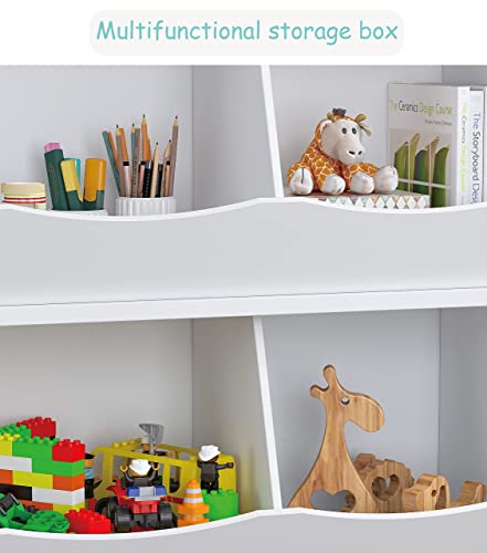 UTEX Toy Storage Organizer,Stackable Kids Toy Storage Cubby with 3 Bins,Toy Boxes and Storage for Playroom,Bedroom,Nursery School,White