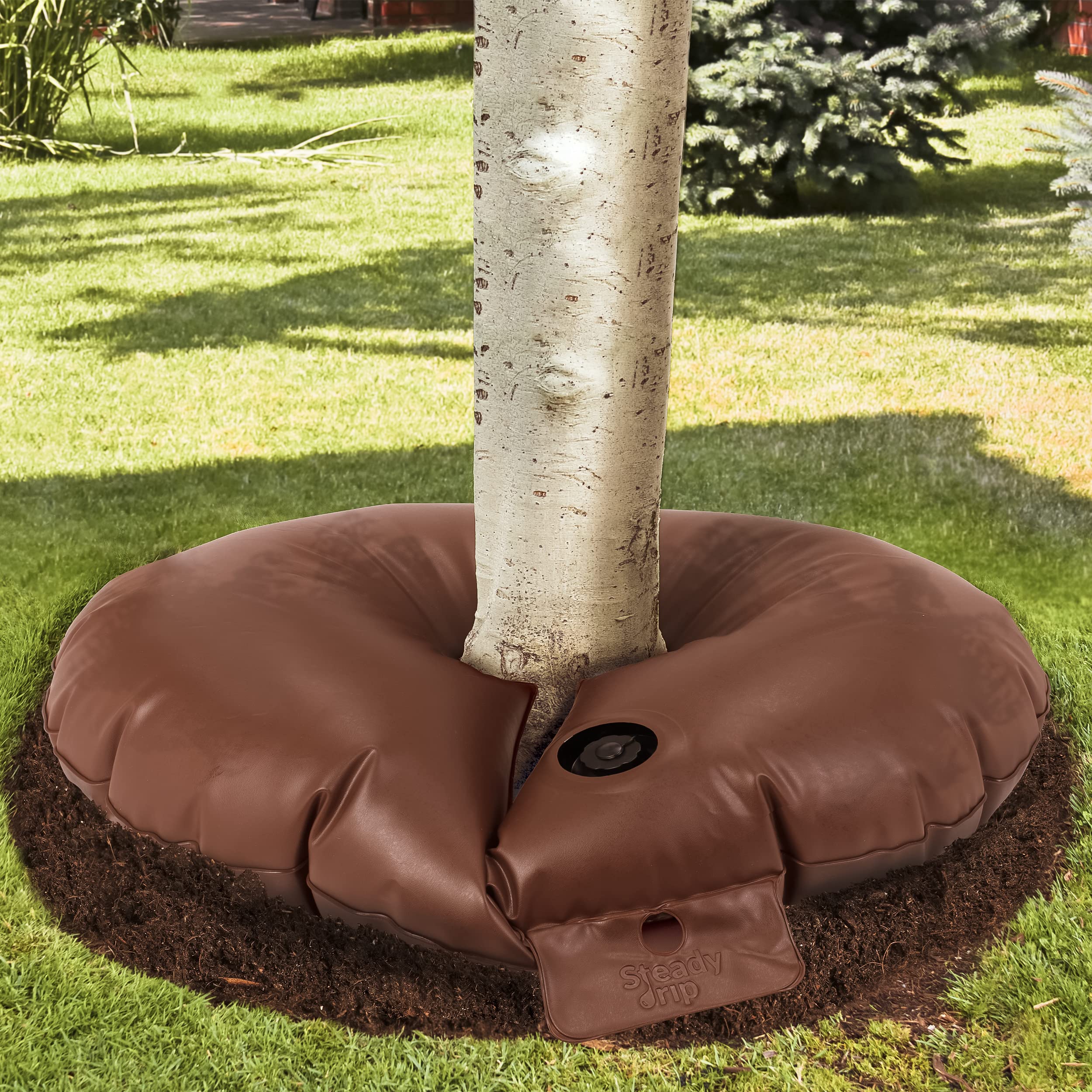 SteadyDrip 15 Gallon Tree Watering Ring, Water Saving & Slow Drip Tree Watering Bag with 4 Drippers and a Seal, Automatic Adjustable Dripper for Indoor and Outdoor Trees, Plants, Shrubs, and More