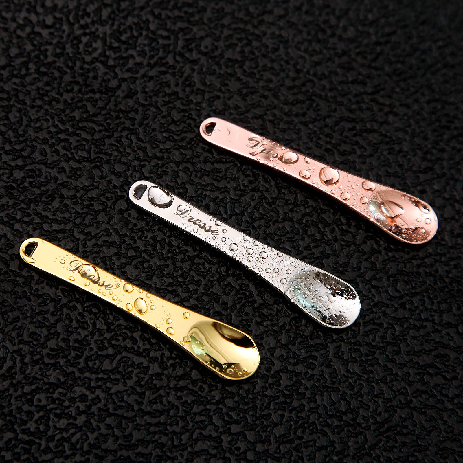 6 Pack Metal Makeup Spatula, Mini Spoon, Beauty Scoop for Facial Cosmetic, Face Mask (Silver,rose gold& Gold)