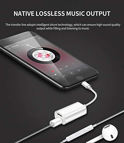 Headphone Adapter Lightning to Audio Jack and Charger Extender Earphone Charging Splitter Compatible with iPhone 11 12Mini pro max xs xr x se2 7 8plus for ipad air Cable Converter Apple MFI Certified
