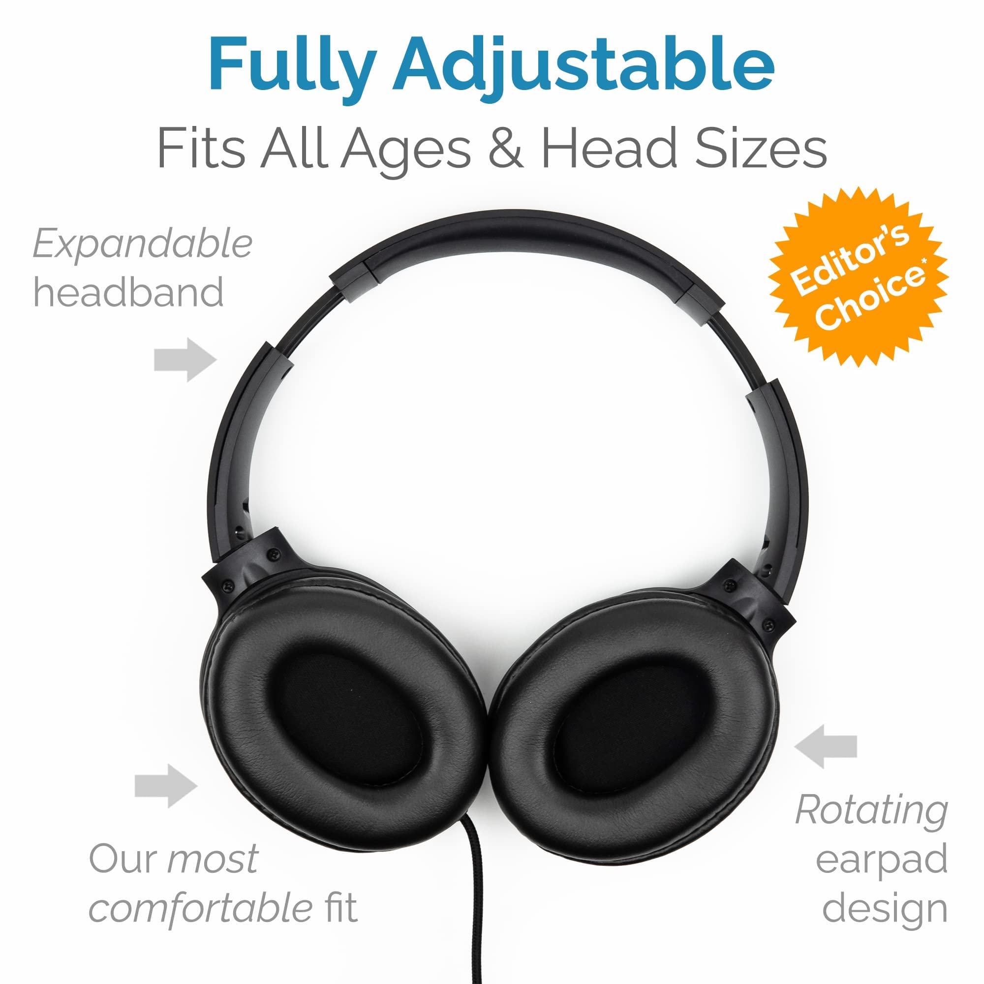 Bulk Headphones for Classroom (10 Pack) - Premium On-Ear Kids Headphones for School: Best for Students Grades 6-12 in Classrooms (Crisp Clear Audio, Comfortable Fit, Noise Reducing, Easy to Clean)