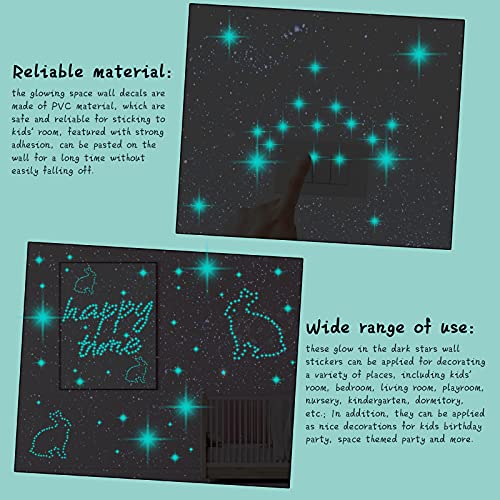 Glow in The Dark Stars for Ceiling Wall Stickers Galaxy Star Stickers Glow in The Dark Self-Adhesive Glow in The Dark Wall Stickers Removable Glow in Dark Decals for Kid Nursery (Classic Style)