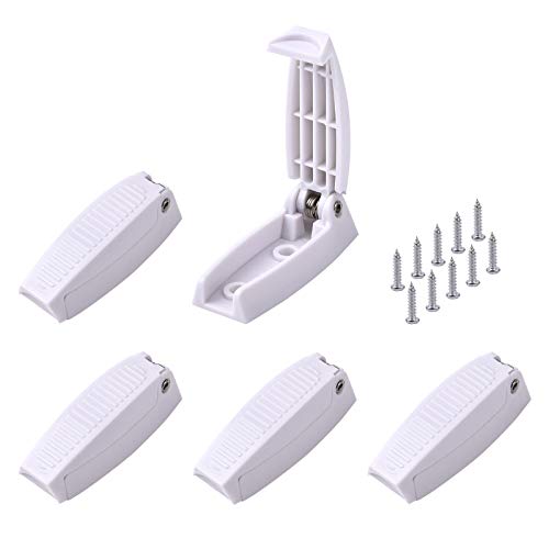 SnowyFox RV Baggage Door Catch 5Pcs, White Camper Door Holder, Baggage Door Latch Door Clip for RV Motorhome Camper Trailer