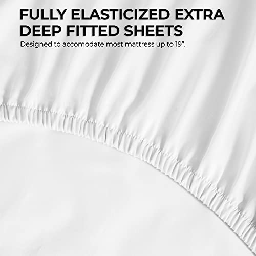AZORES HOME Isabella 300 Thread Count Organic Cotton Deep Pocket Bed Sheet Set, Fits up to 19 inch Mattress - King, Gray