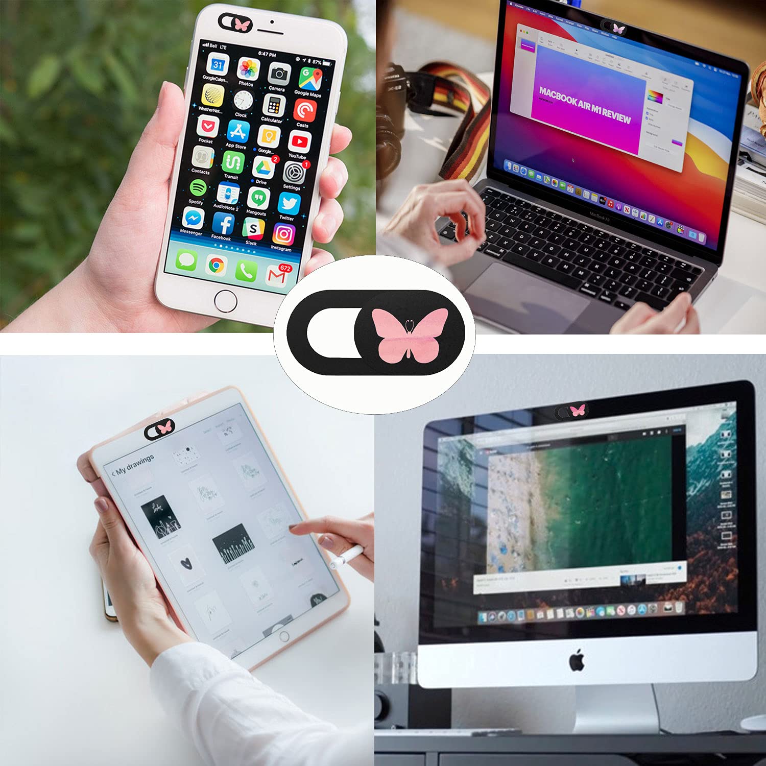Webcam Cover Laptop Camera Cover Slide Cute 3 Pcs iPhone Front Web Cam Privacy Cover Sliders Clip Camera Blocker for Computer,Pc,Cell Phone,MacBook Pro,Ipad,MacBook,Mac,MacBook Air,iPhone X,Ipad Pro